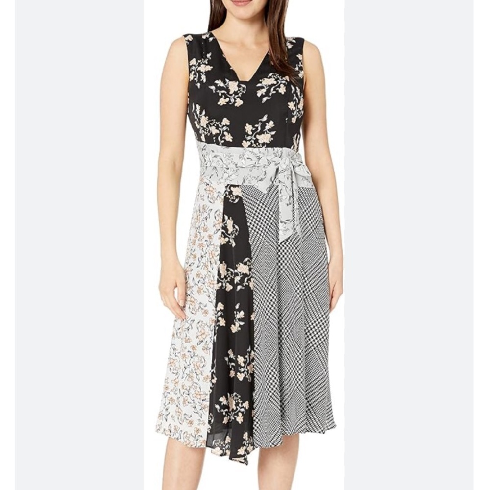 Calvin Klein Satin Mixed Floral Patterns Sleeveless V… - Gem
